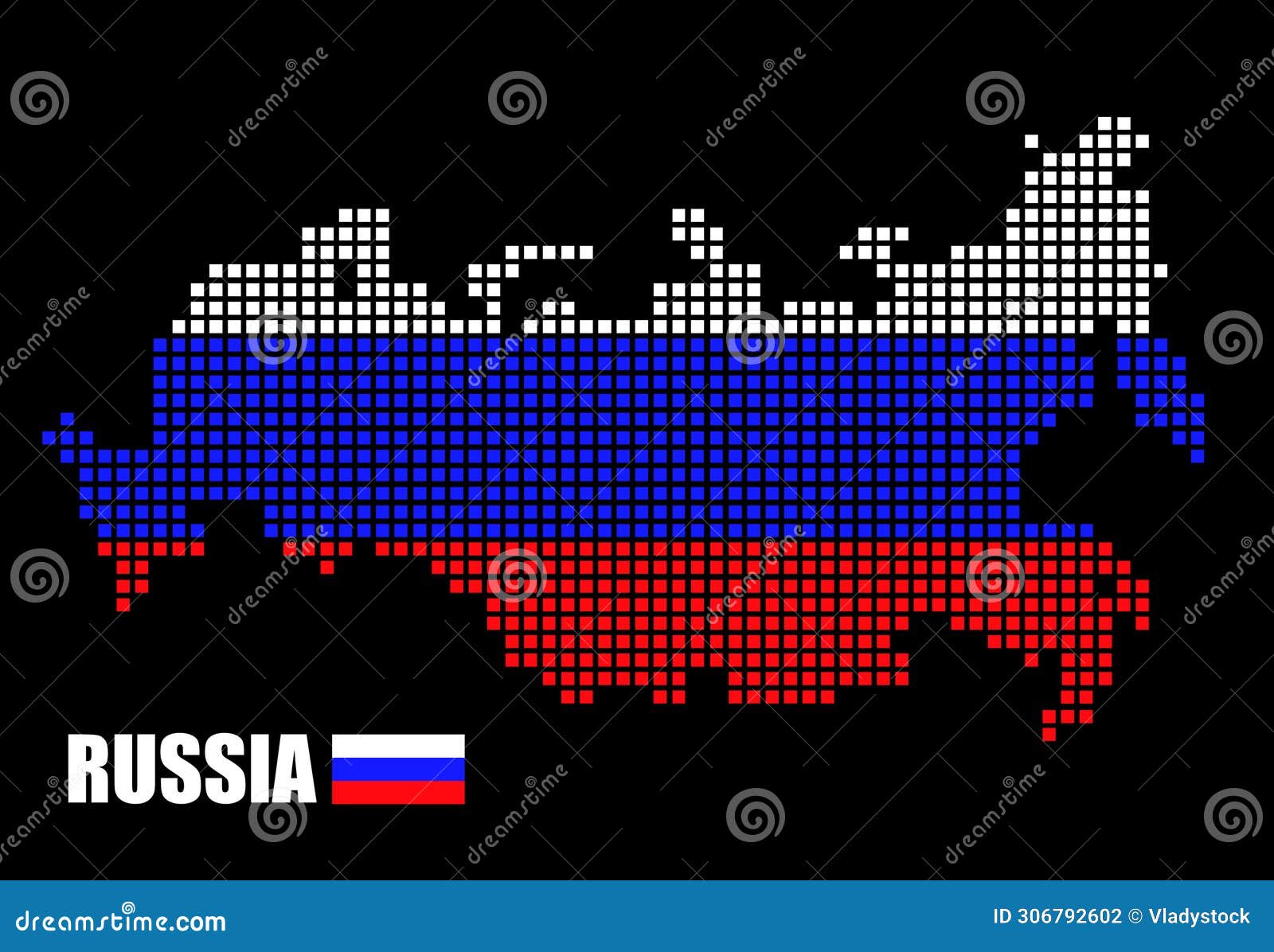 Pixel Map of Russia with the Flag Inside Stock Vector - Illustration of ...