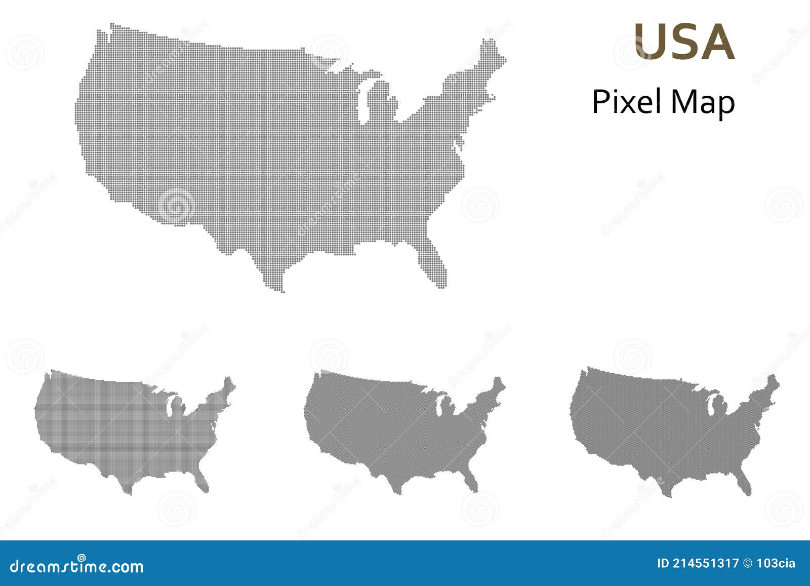 United States of America USA Pixel Map Vector Isolated on White ...