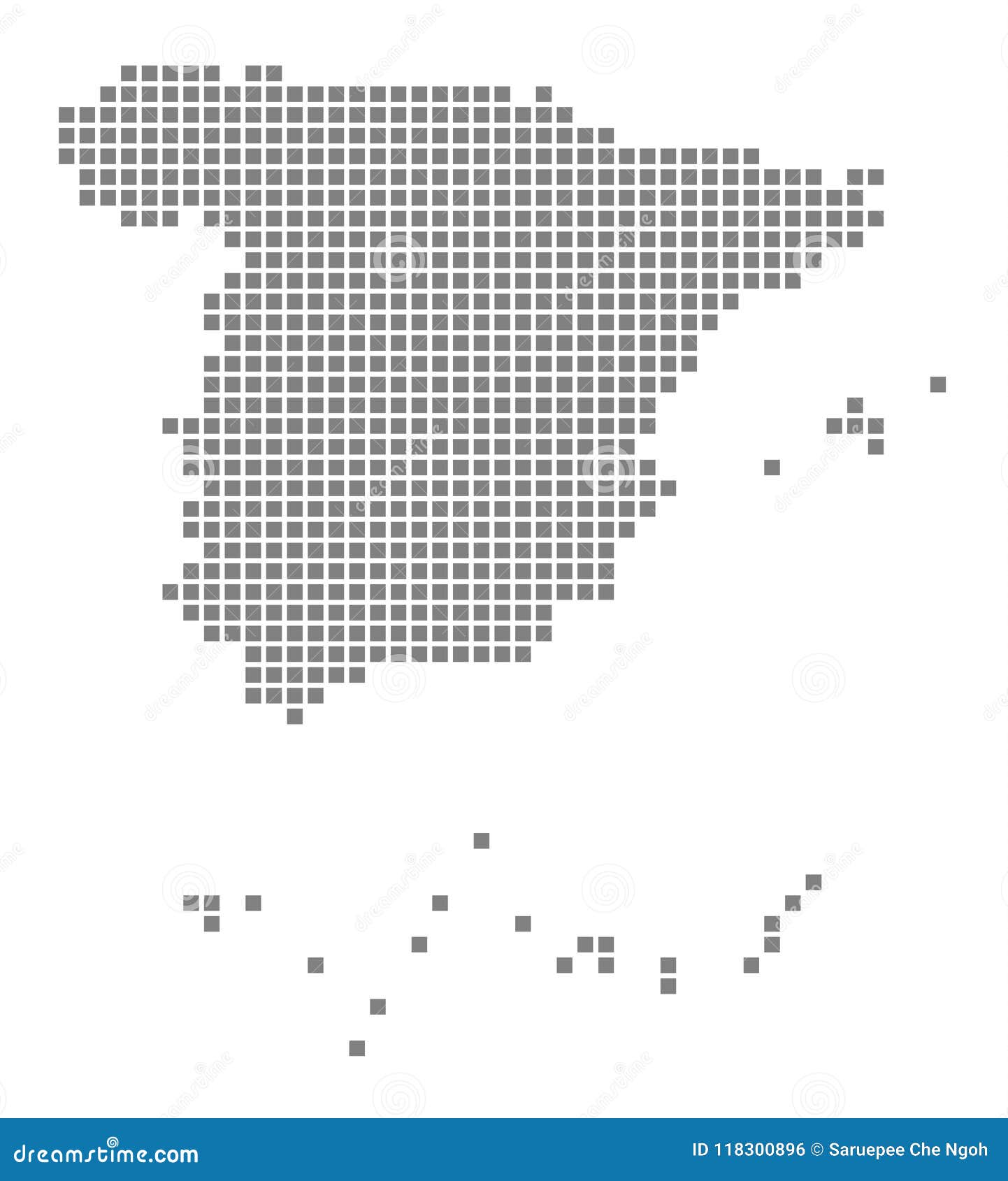 Pixel Map of Spain. Vector Dotted Map of Spain Isolated on White ...