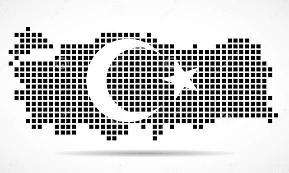 Pixel Map of Turkey with the Flag Inside Stock Vector - Illustration of ...