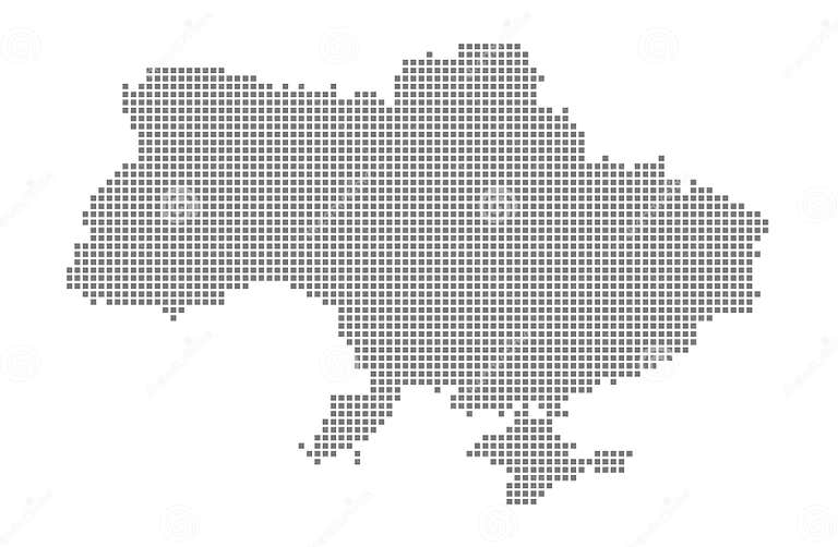 Pixel Map of Ukraine. Vector Dotted Map of Ukraine Isolated on White ...