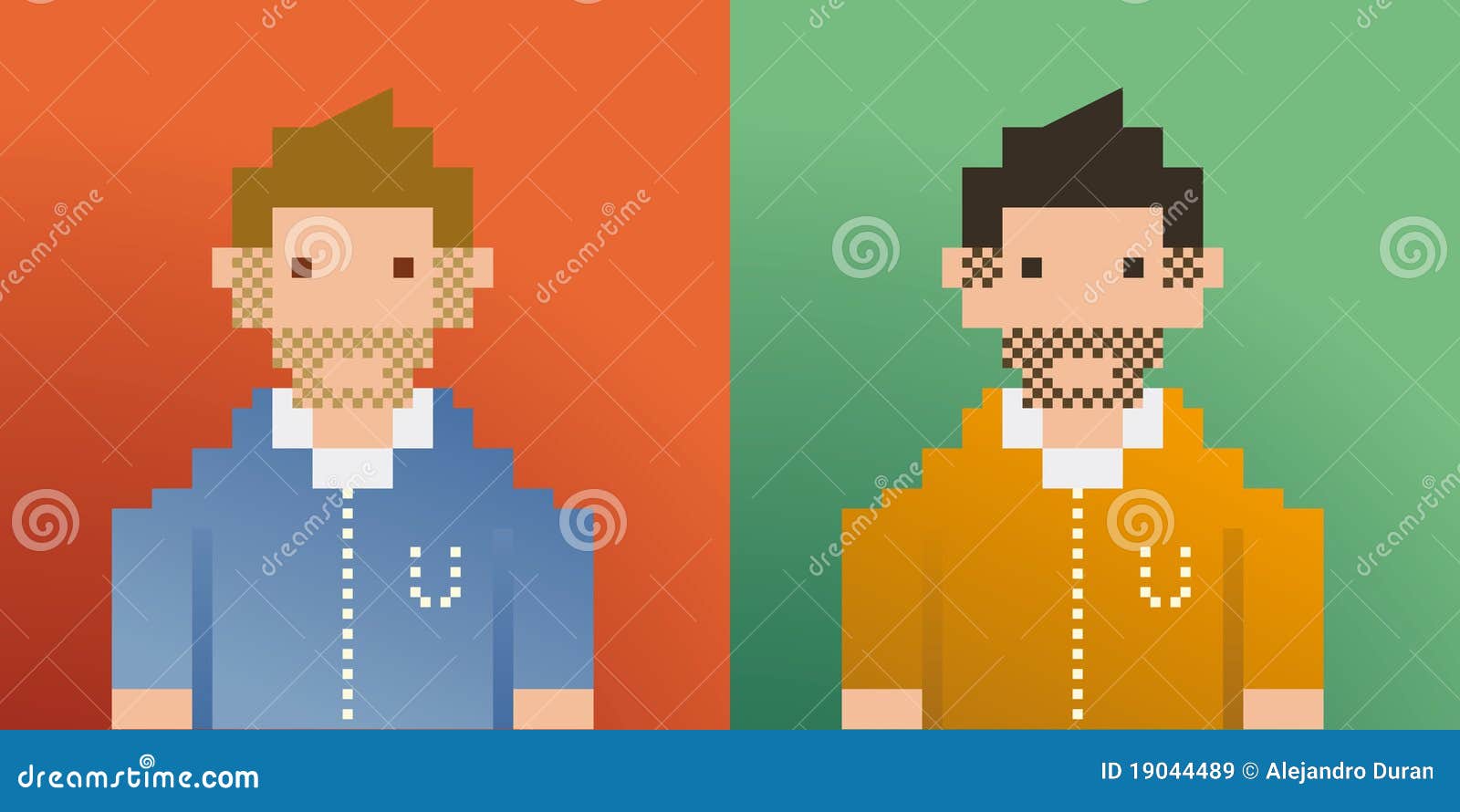 Pixel men stock vector. Illustration of orange, human - 19044489