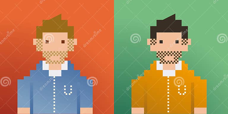 Pixel men stock vector. Illustration of orange, human - 19044489