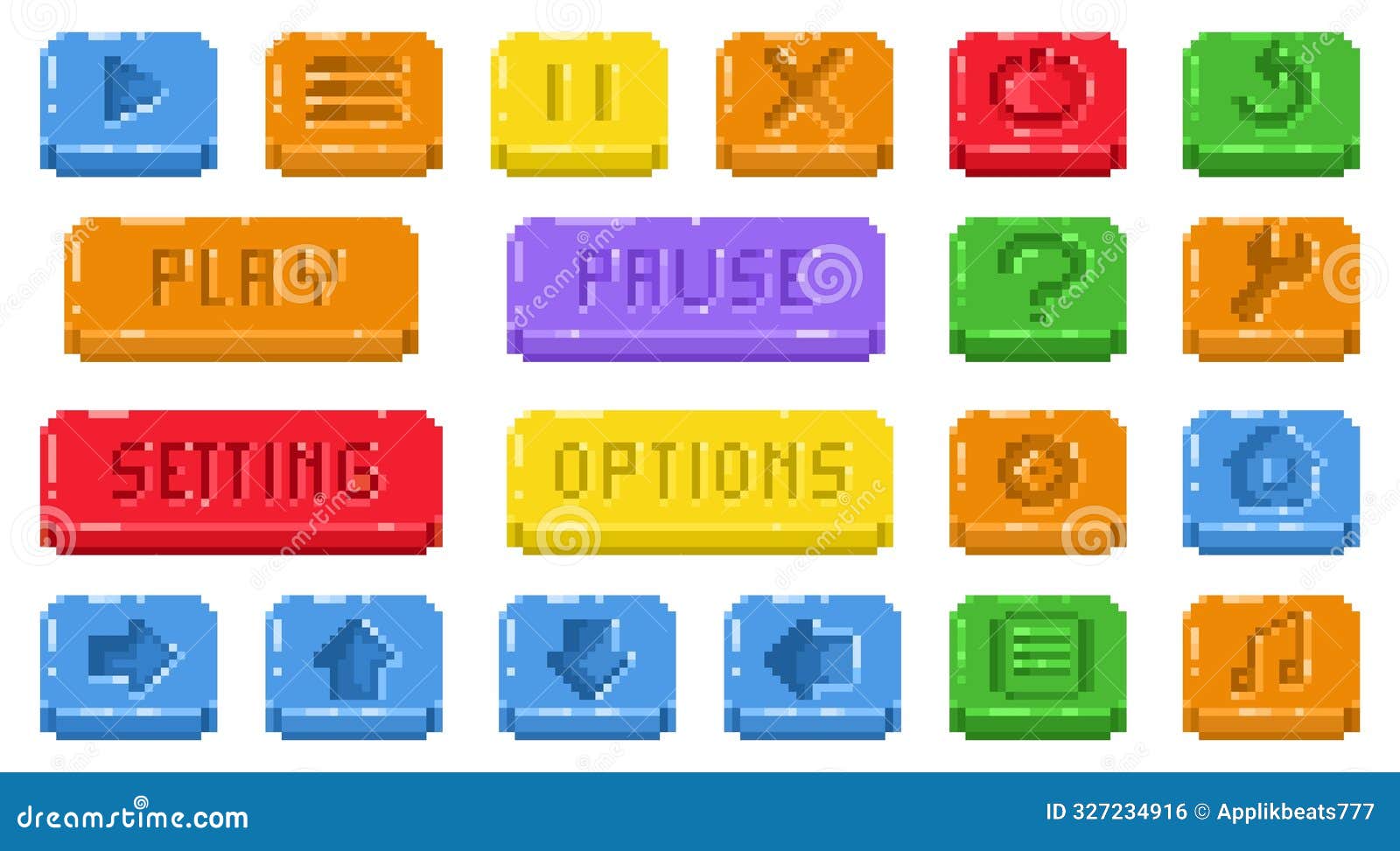 Pixel Menu Buttons. Retro Video Game Interface Icons, 8 Bit Game Panel ...
