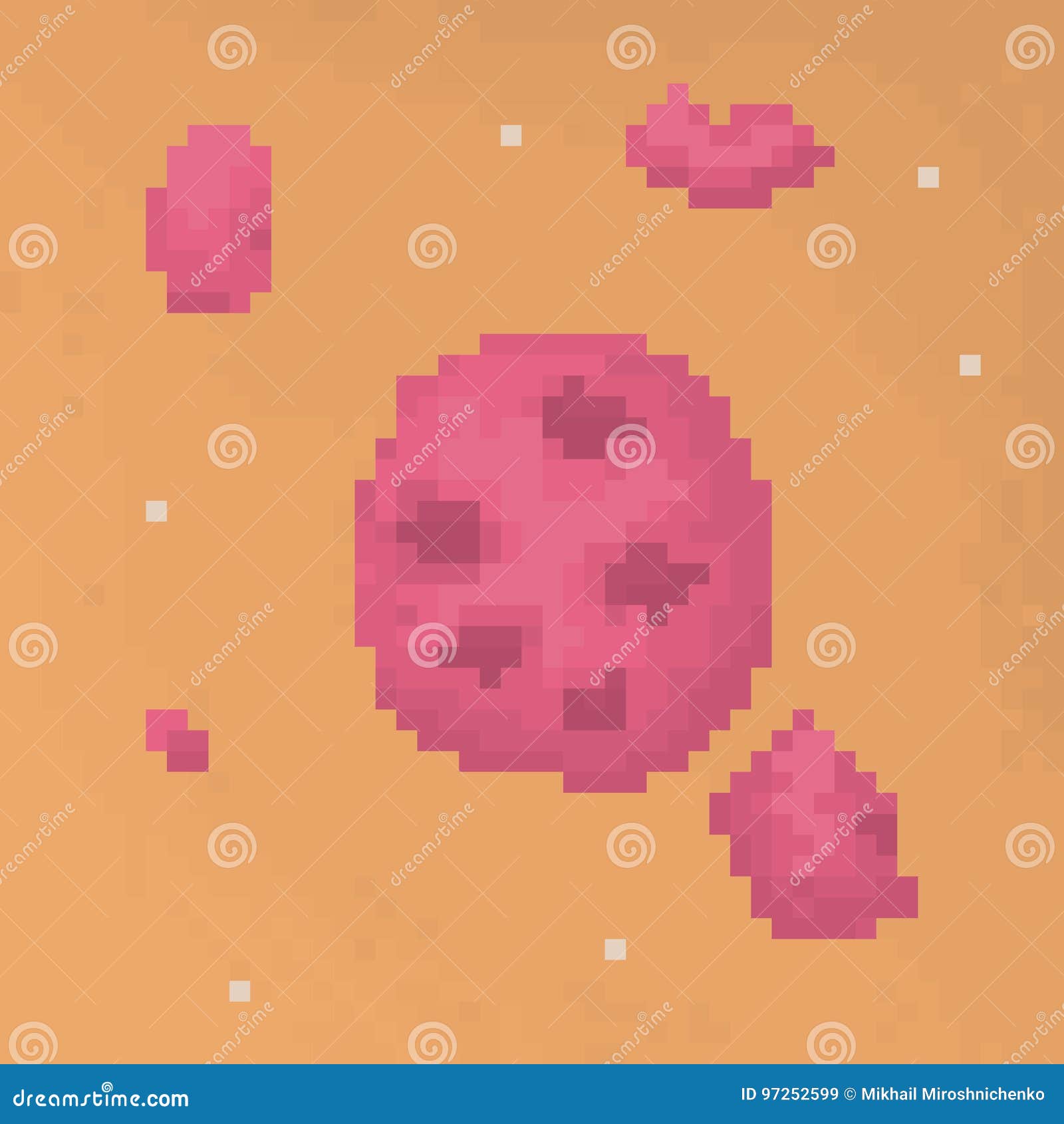 Pixel meteorite stock vector. Illustration of cartoon - 97252599