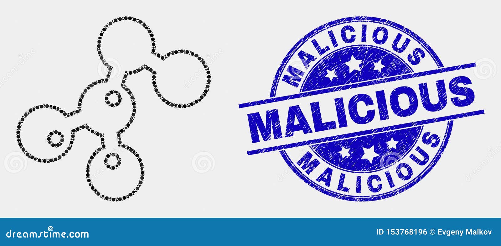 Vector Dot Microbes Icon and Distress Malicious Watermark Stock Vector ...