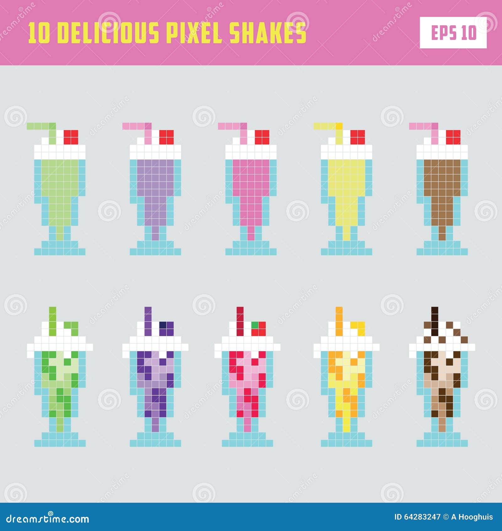 Pixel Milkshake, Isolated Vector Icon Set Stock Vector - Illustration ...
