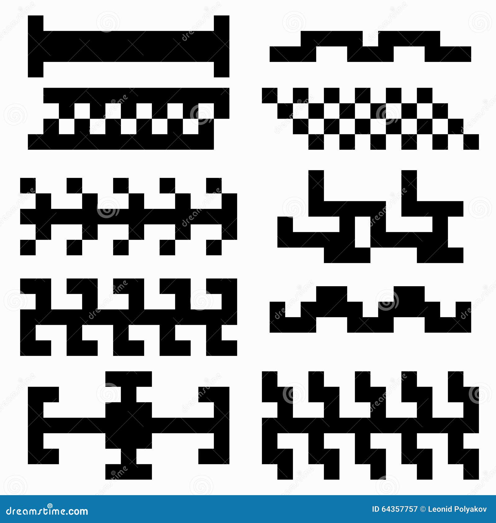 Pixel Monochrome Abstract Symbols on a White Background Stock Vector ...