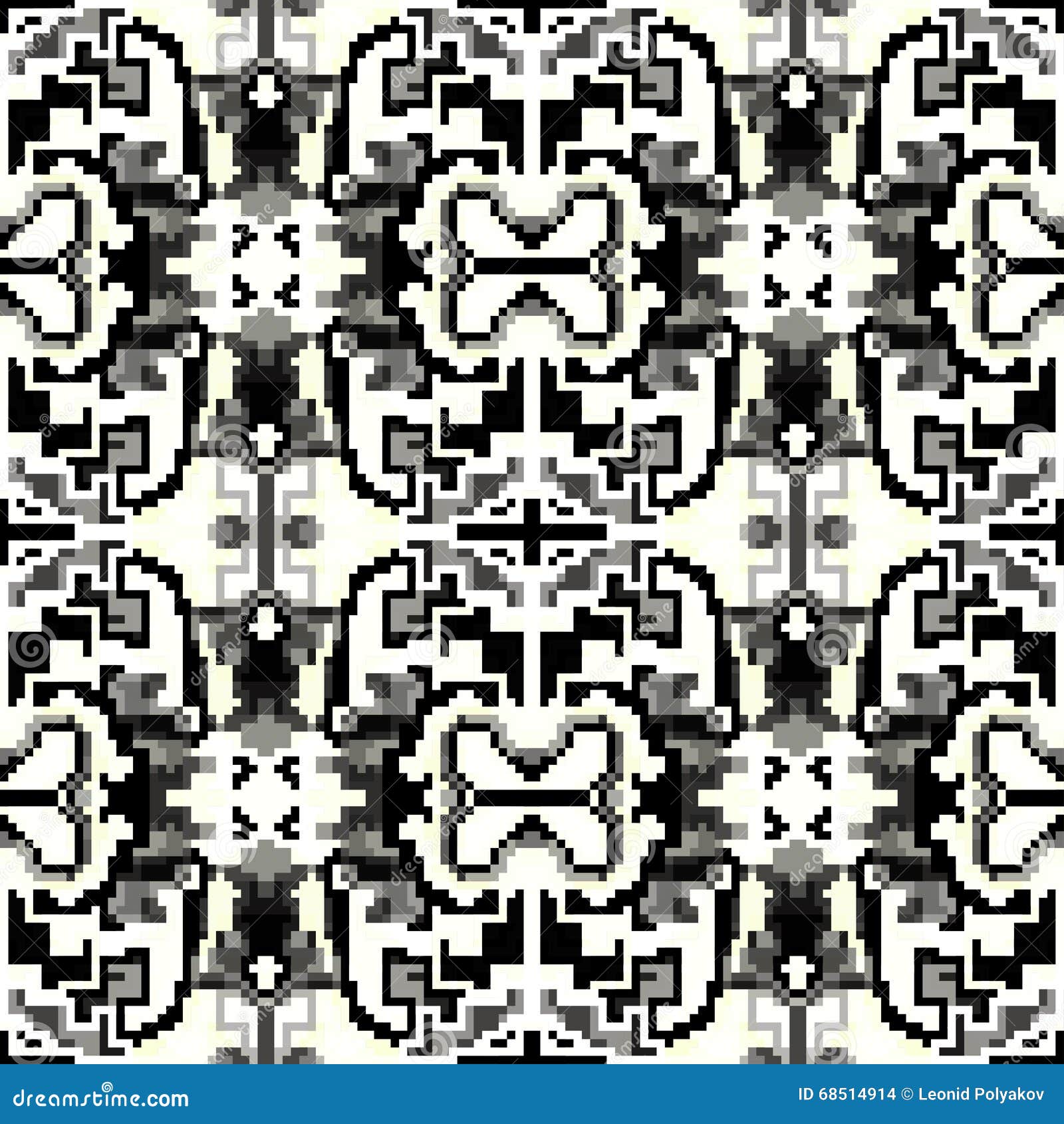 Pixel Monochrome Beautiful Seamless Pattern Vector Illustration Stock Vector - Illustration of ...
