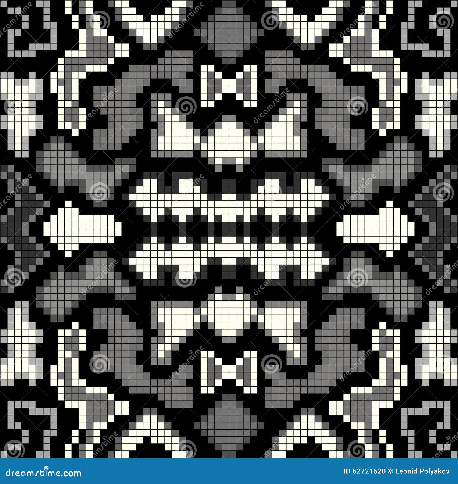 Pixel Monochrome Seamless Geometric Pattern Stock Vector - Illustration ...