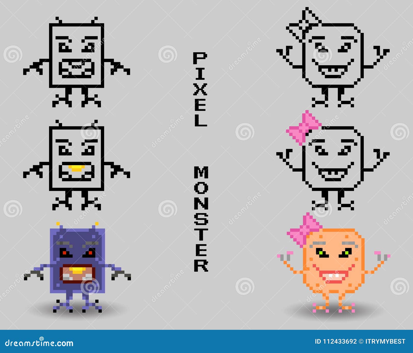 Pixel Art Of Monster Cartoon | CartoonDealer.com #265473827
