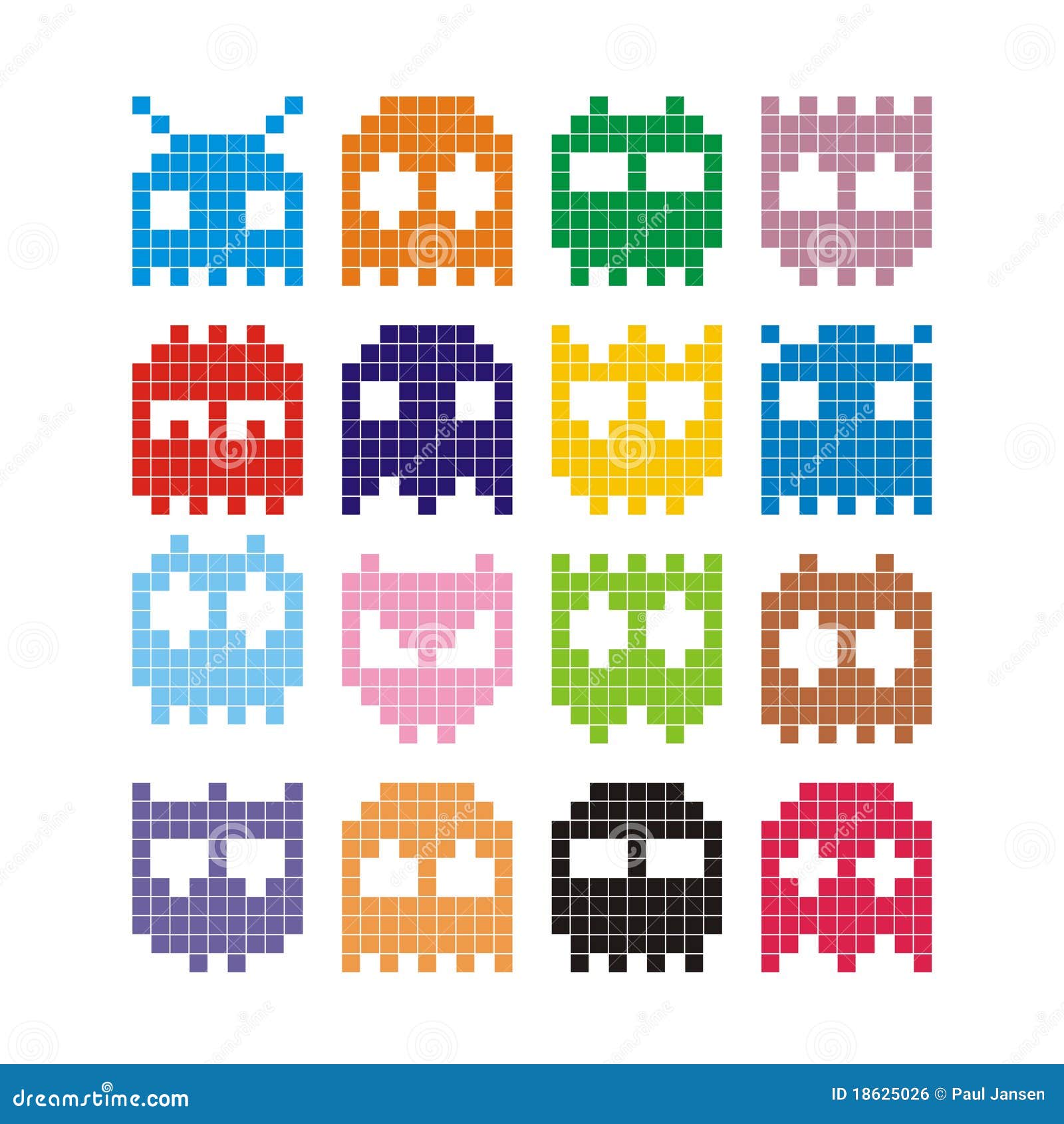 Pixel monster icons editorial photo. Illustration of tile - 18625026