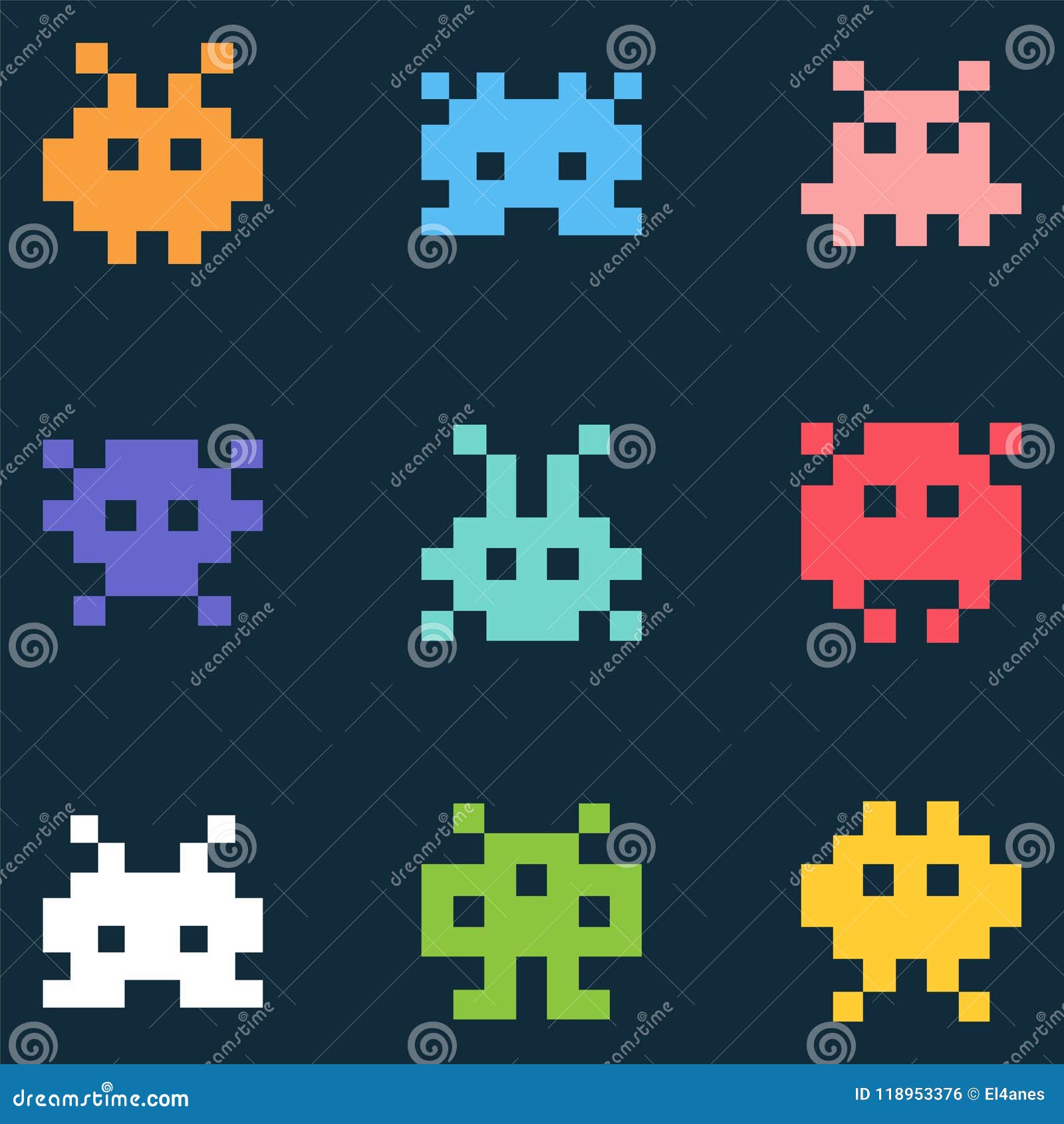 Pixel Art Monsters. Vector 8bit Ui Game Icons Set | CartoonDealer.com ...