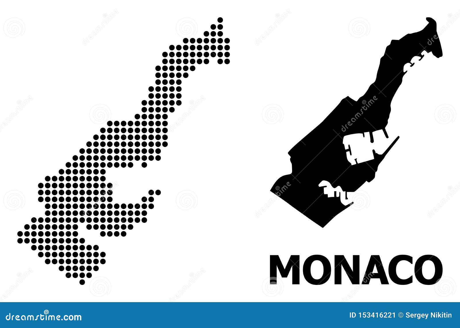Pixel Map Of Monaco. Vector Dotted Map Of Monaco Isolated On White ...