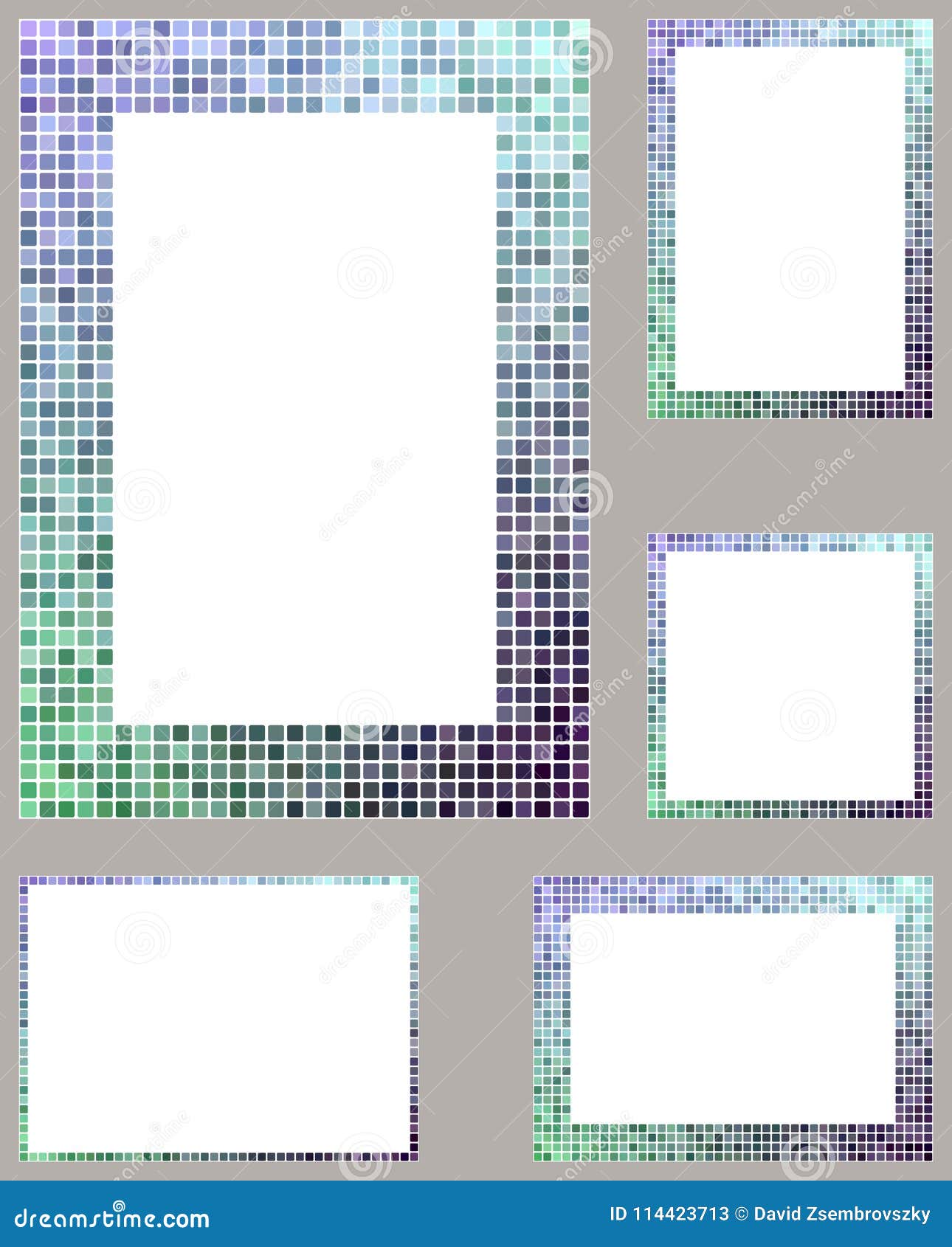 Pixel Mosaic Page Border Frame Set Stock Vector - Illustration of cold ...