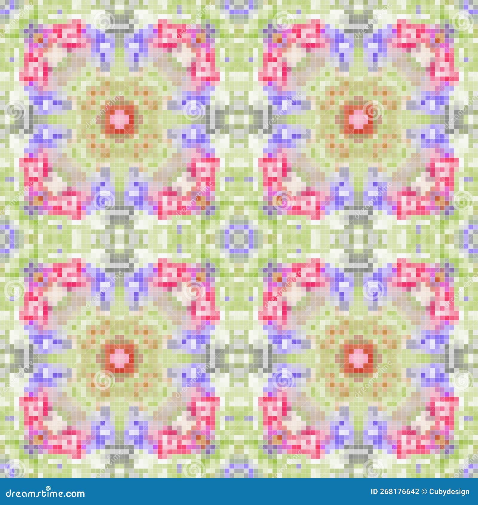 Pixel Mosaic Seamless Pattern Design, Repeat Textile Design. Fabric Print Stock Illustration ...