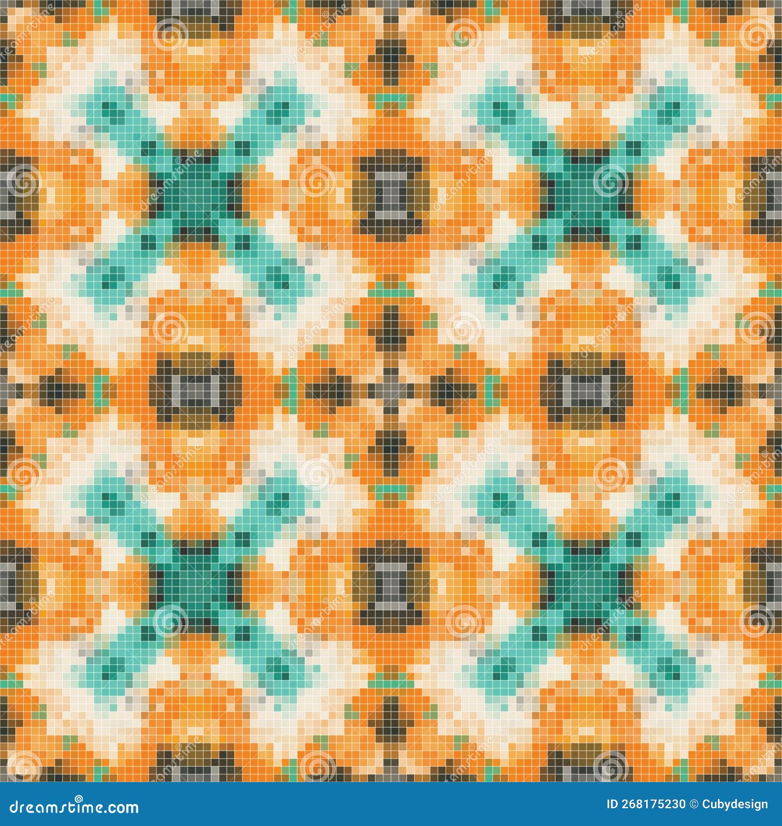 Pixel Mosaic Seamless Pattern Design, Repeat Textile Design. Fabric Print Stock Illustration ...