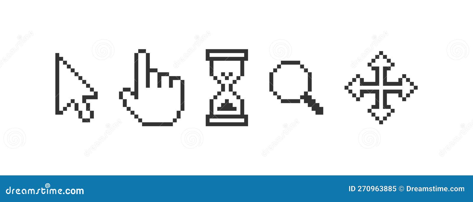Pixel Mouse Cursor Icon Set. Computer Window Cursor Arrow, Finger ... Pixel Mouse Cursor Icon Set. Computer Window Cursor Arrow, Finger ...