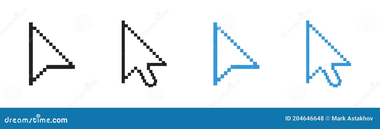 Pixel Mouse Cursor Icon. Vector Pixels Computer Arrow Set Stock Vector ...