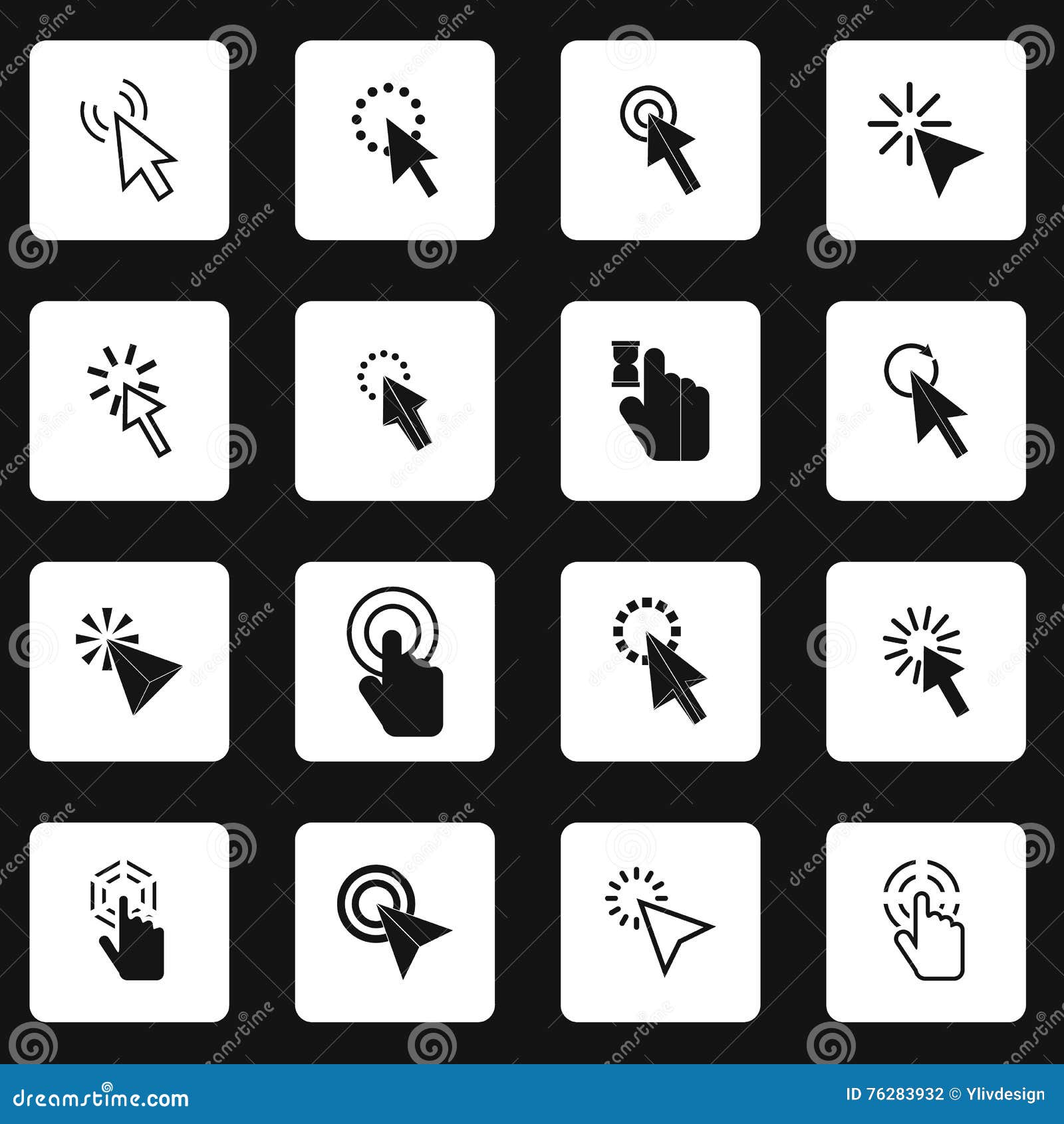 Pixel Mouse Cursor Icons Set, Simple Style Stock Vector - Illustration ...