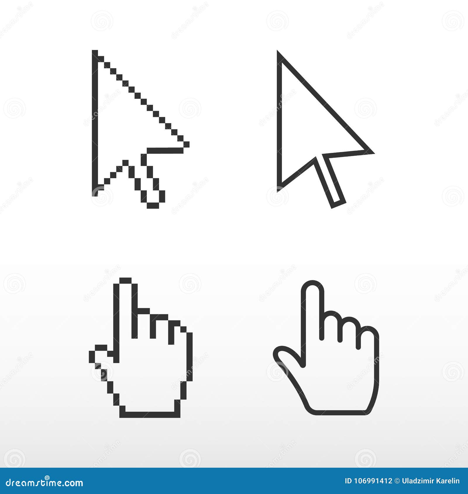 Arrow pointer and finger. stock vector. Illustration of white - 106991412