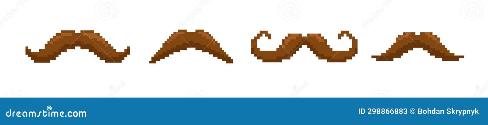 Pixel Mustache Vector Man Retro Icon. 8 Bit Moustache Vintage Stock ...