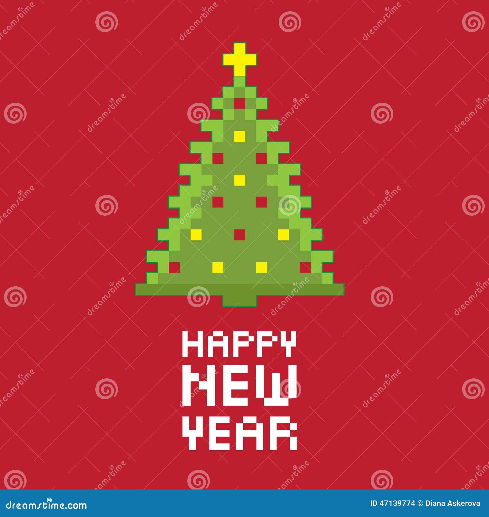 Pixel new year fir tree. stock vector. Illustration of december - 47139774
