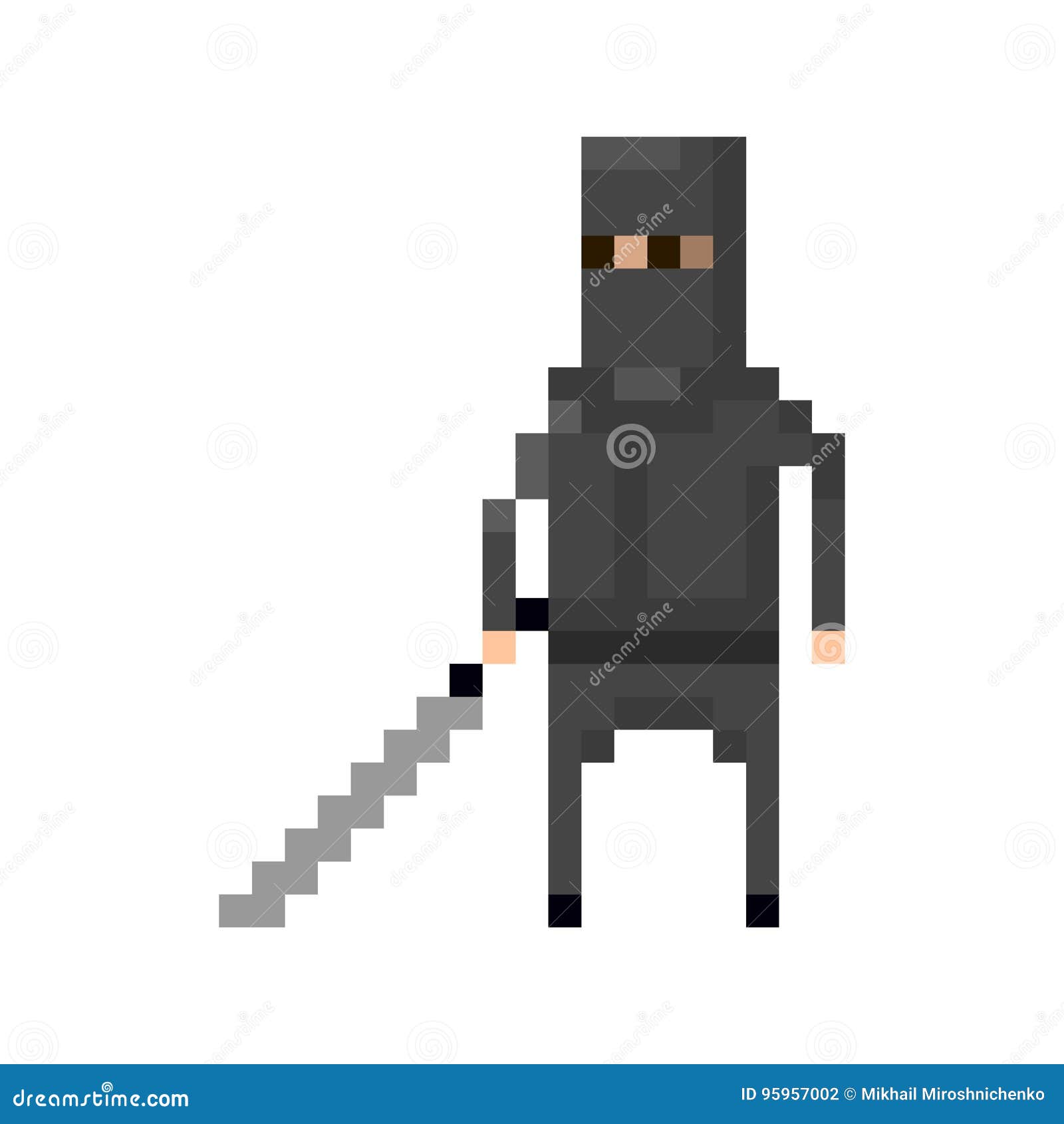 Pixel Art Ninja Character . Cute Cartoon Mascot Logo Icon Illustration ...
