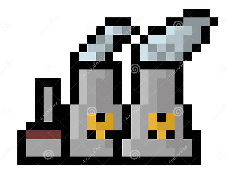 Pixel Nuclear Power Plant - Isolated 8 Bit Vector Stock Vector ...