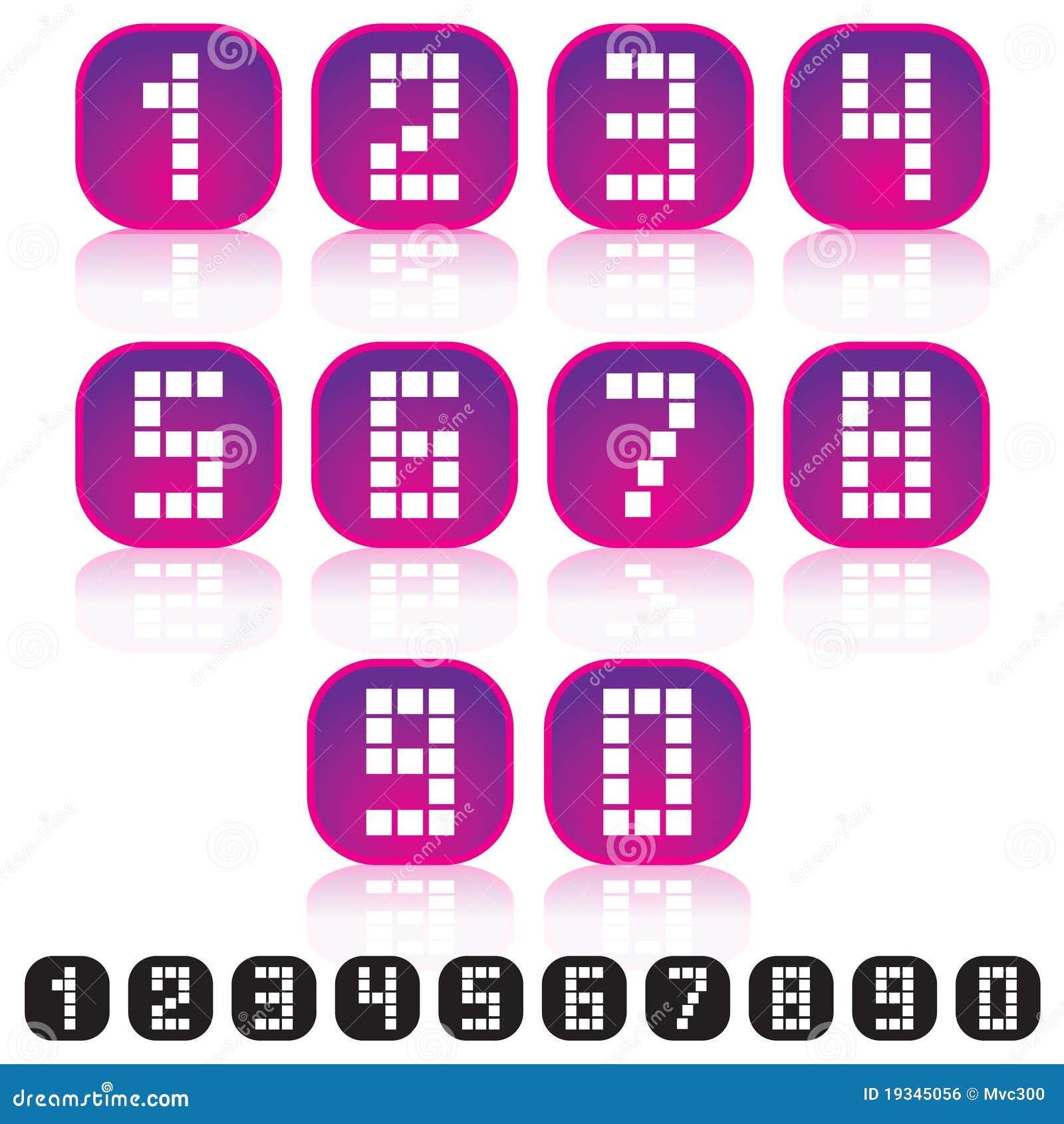 Pixel Numbers Icons stock vector. Illustration of interface - 19345056