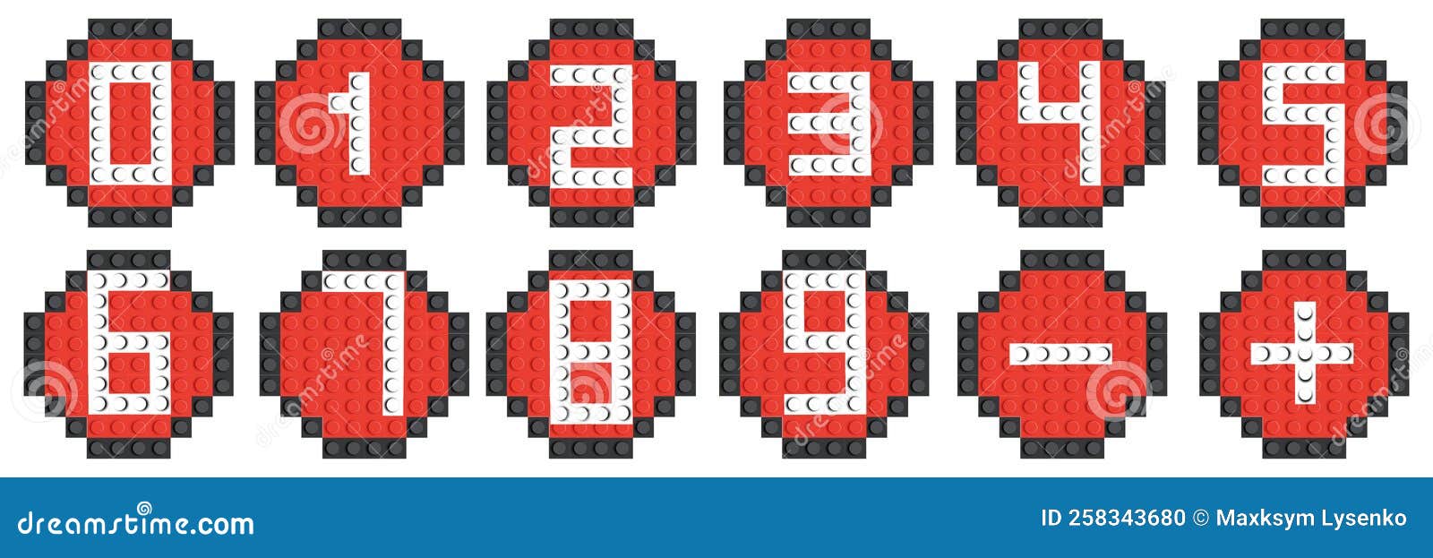Pixel Numbers on a Red Background are Made from the Constructor Stock ...