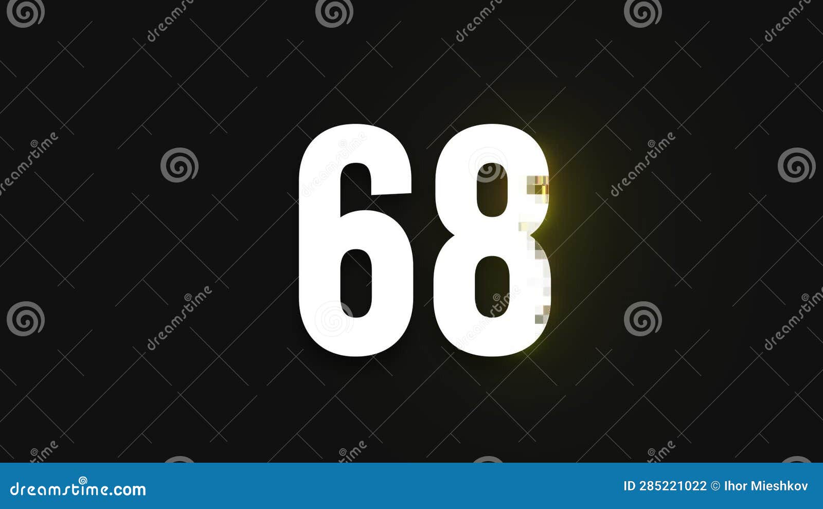 Pixel Numeral 68, Number Sixty Eight, Alpha Channel Stock Footage ...