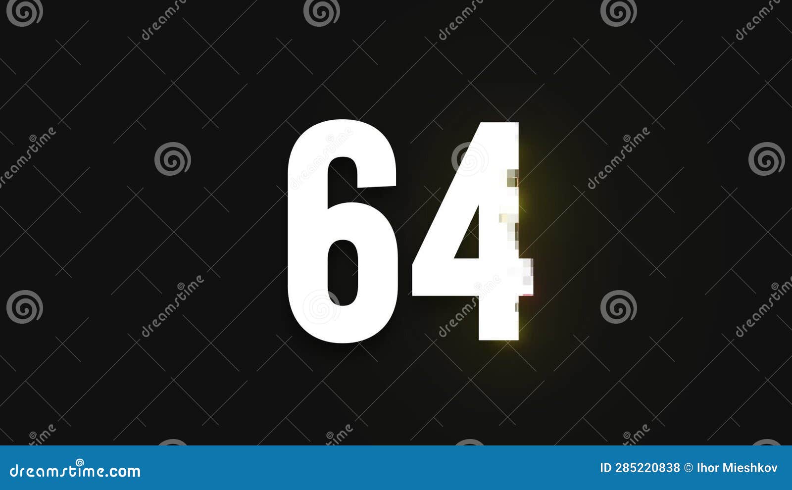 Pixel Numeral 64, Number Sixty Four, Alpha Channel Stock Footage ...