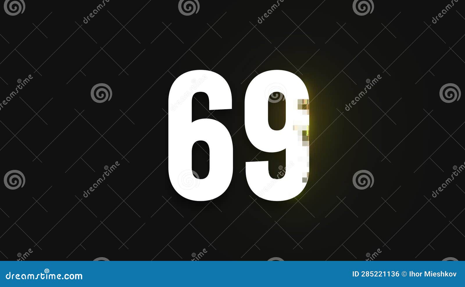 Pixel Numeral 69, Number Sixty Nine, Alpha Channel Stock Footage ...