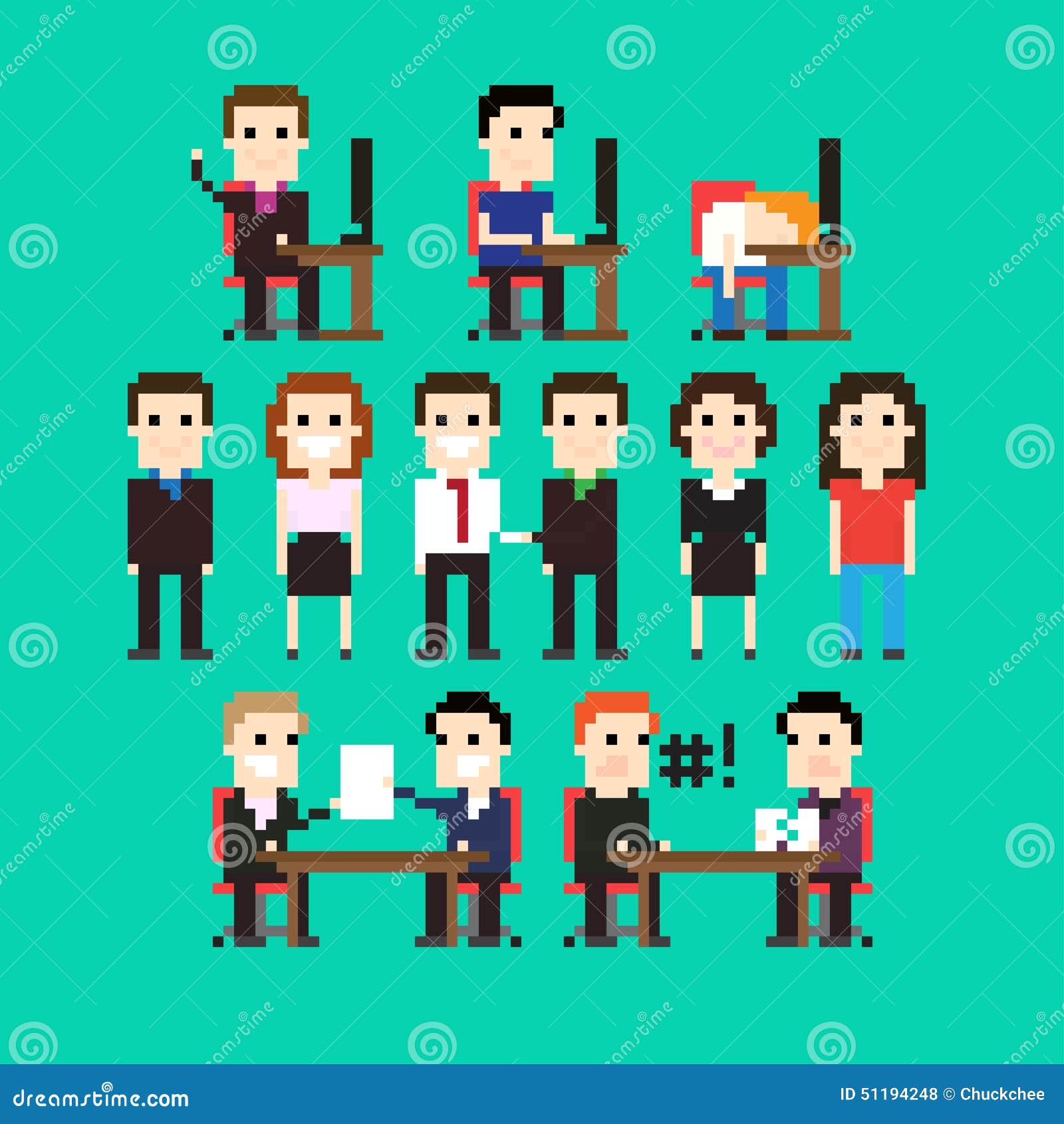 Pixel Art Office Cartoon Vector | CartoonDealer.com #85473245
