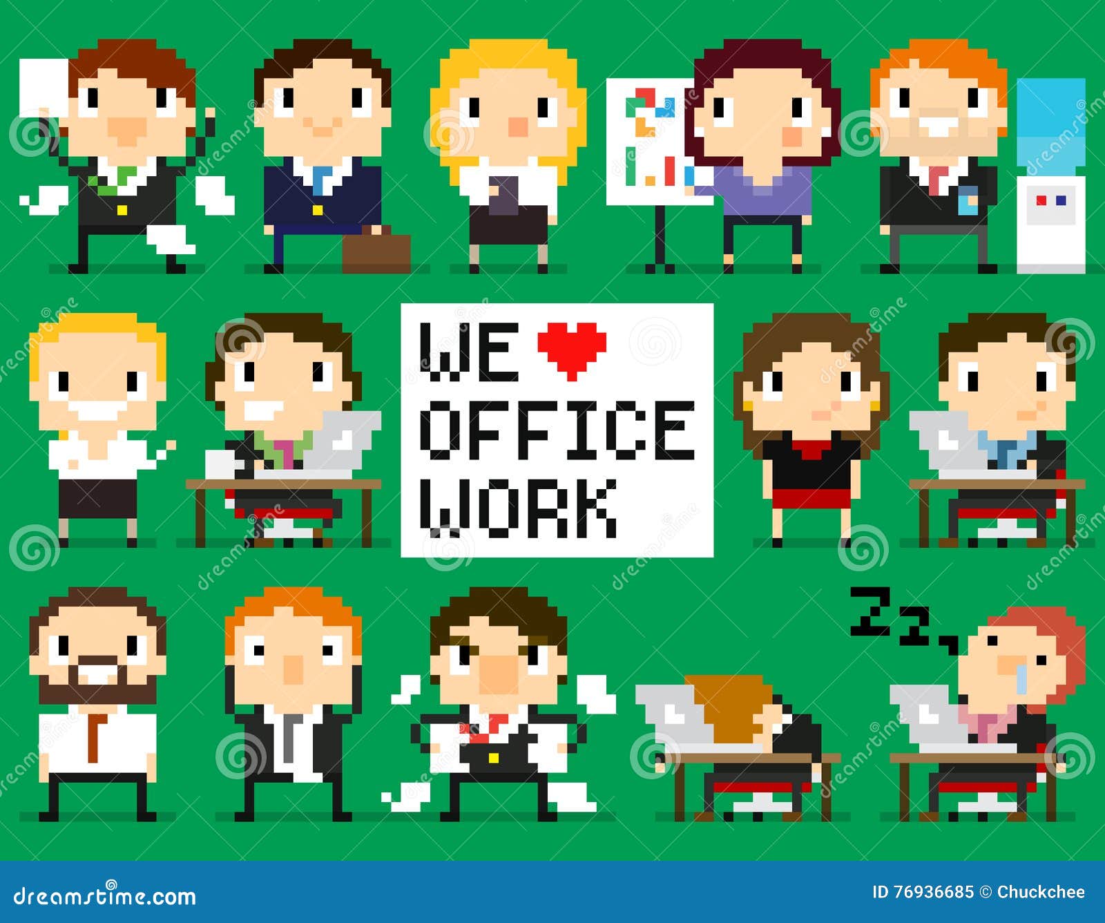 Pixel Art Office Tools Seamless Vector | CartoonDealer.com #61830577