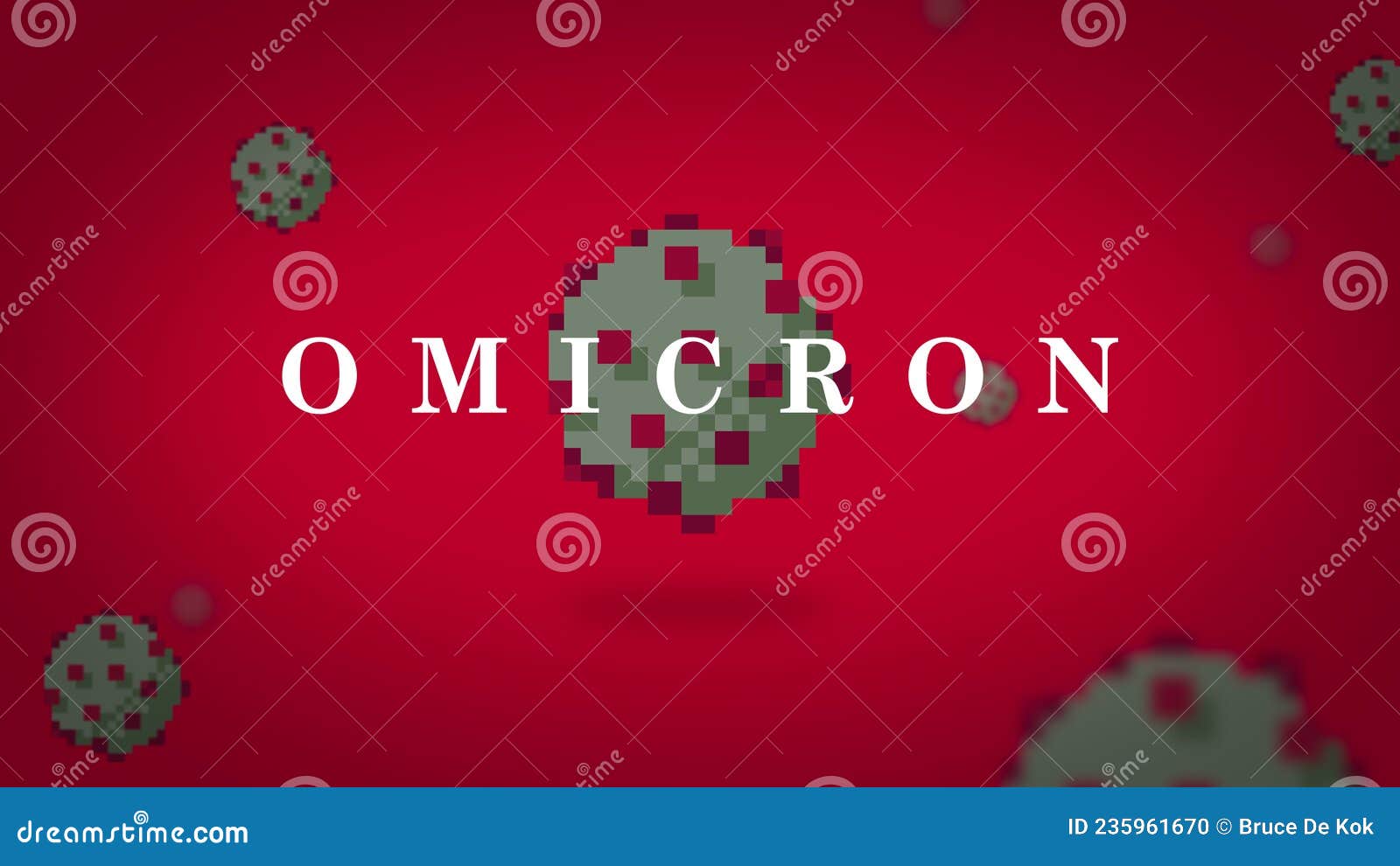 Pixel Omicron Corona Virus Particle on Red Background Stock ...
