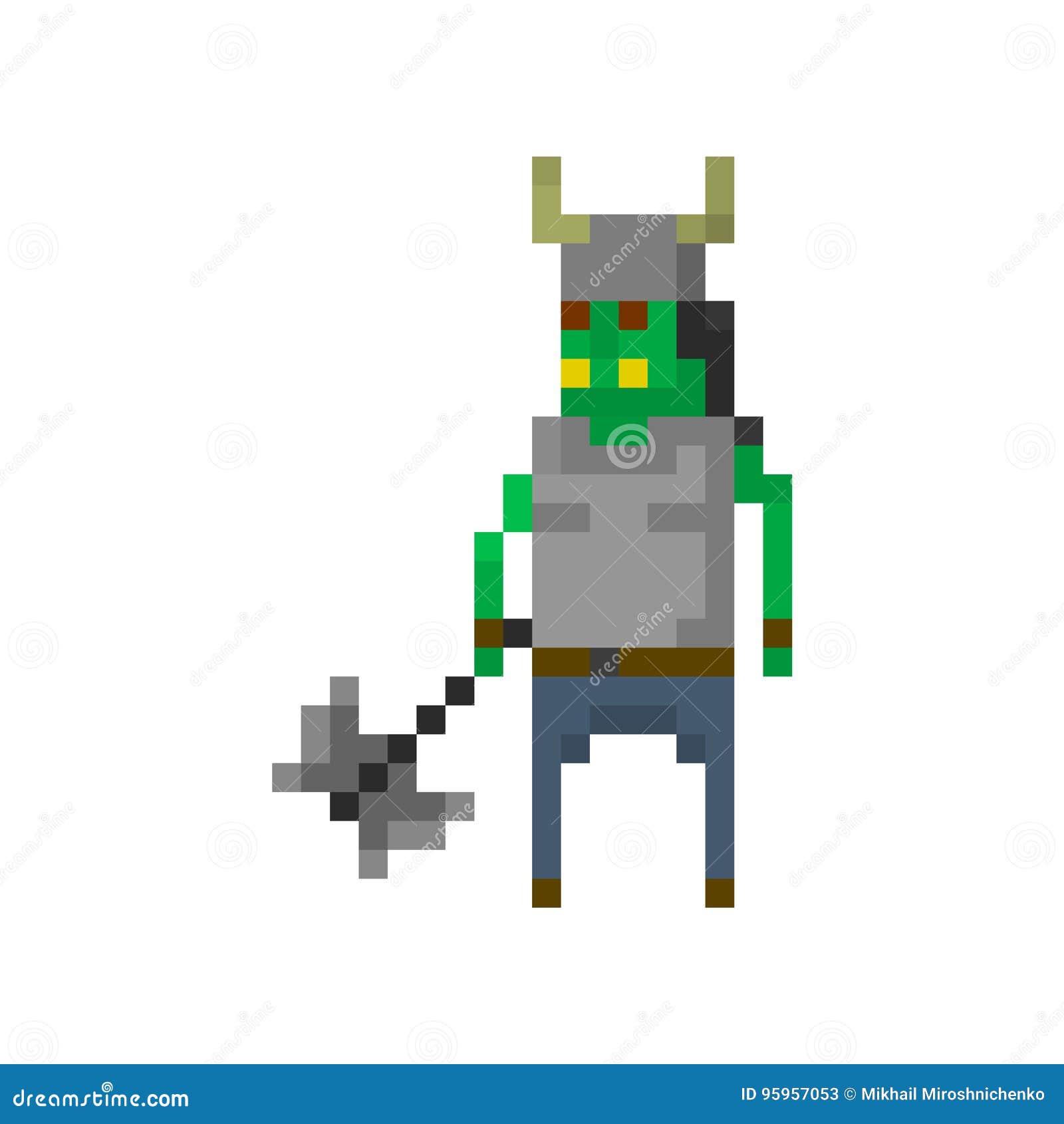 Pixel Art Ogre On A Stone Bridge Stock Illustration | CartoonDealer.com ...