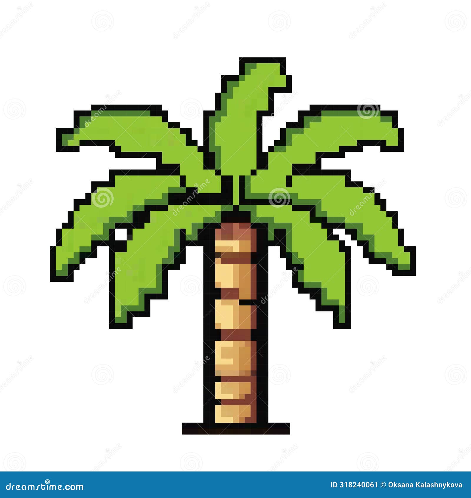 Summer Vacation Pixel Art Travel Art Icon Palm Tree. Stock Vector ...