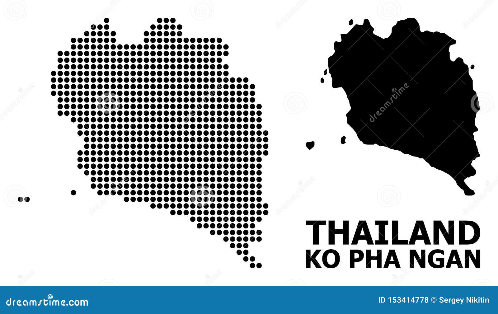Ko Pha Ngan Dotted Map Set. Vector Illustration | CartoonDealer.com ...