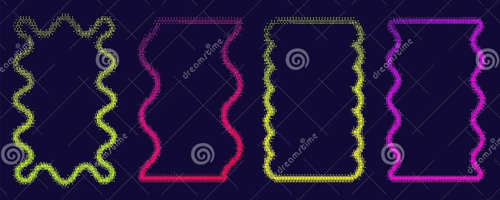 Pixel Pattern Texture Wavy Frame. Bitmap Dotted Retro Abstract Y2K ...
