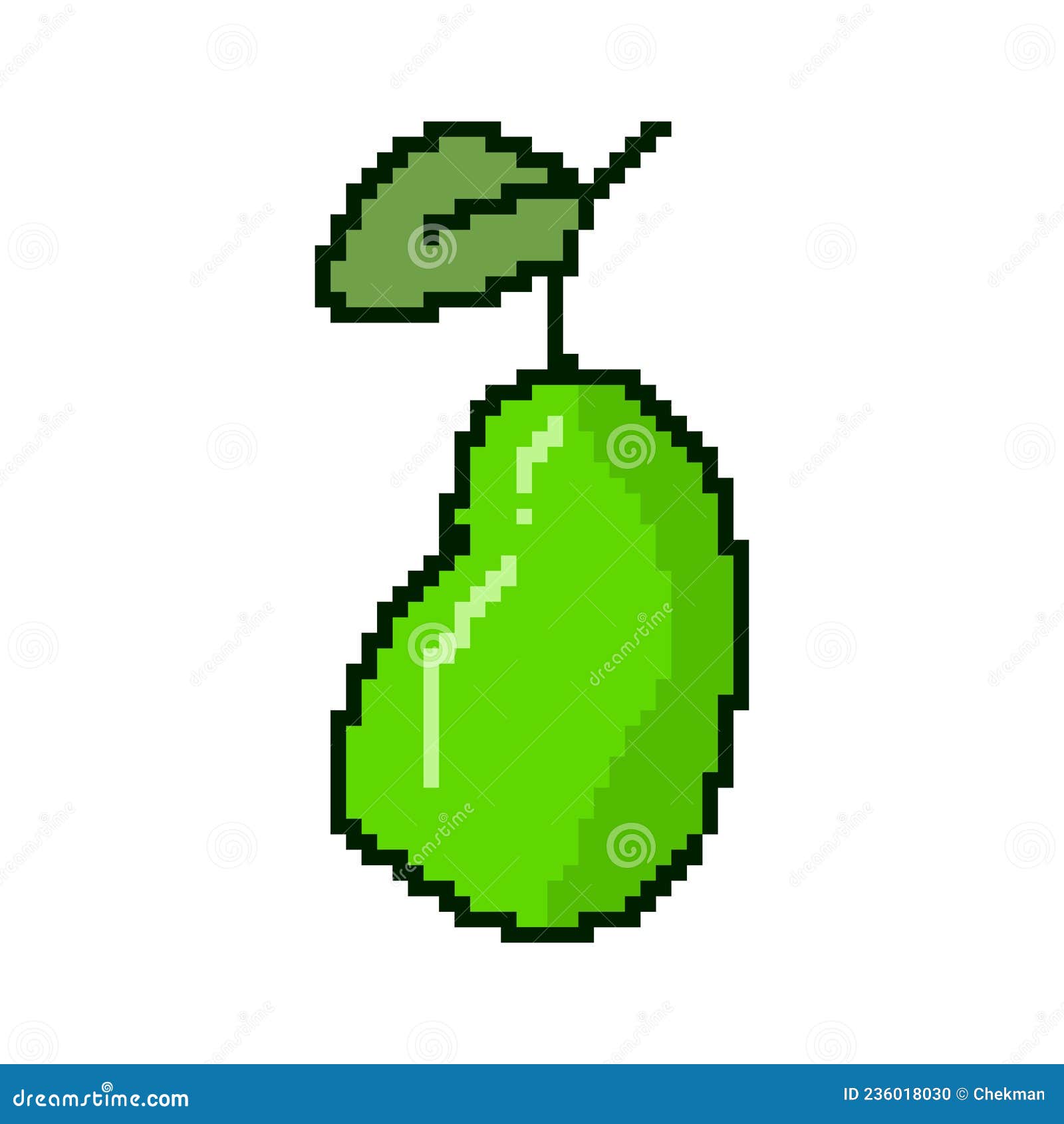 Pear Pixel Art 8 Bit Video Game Fruit Icon Cartoon Vector ...