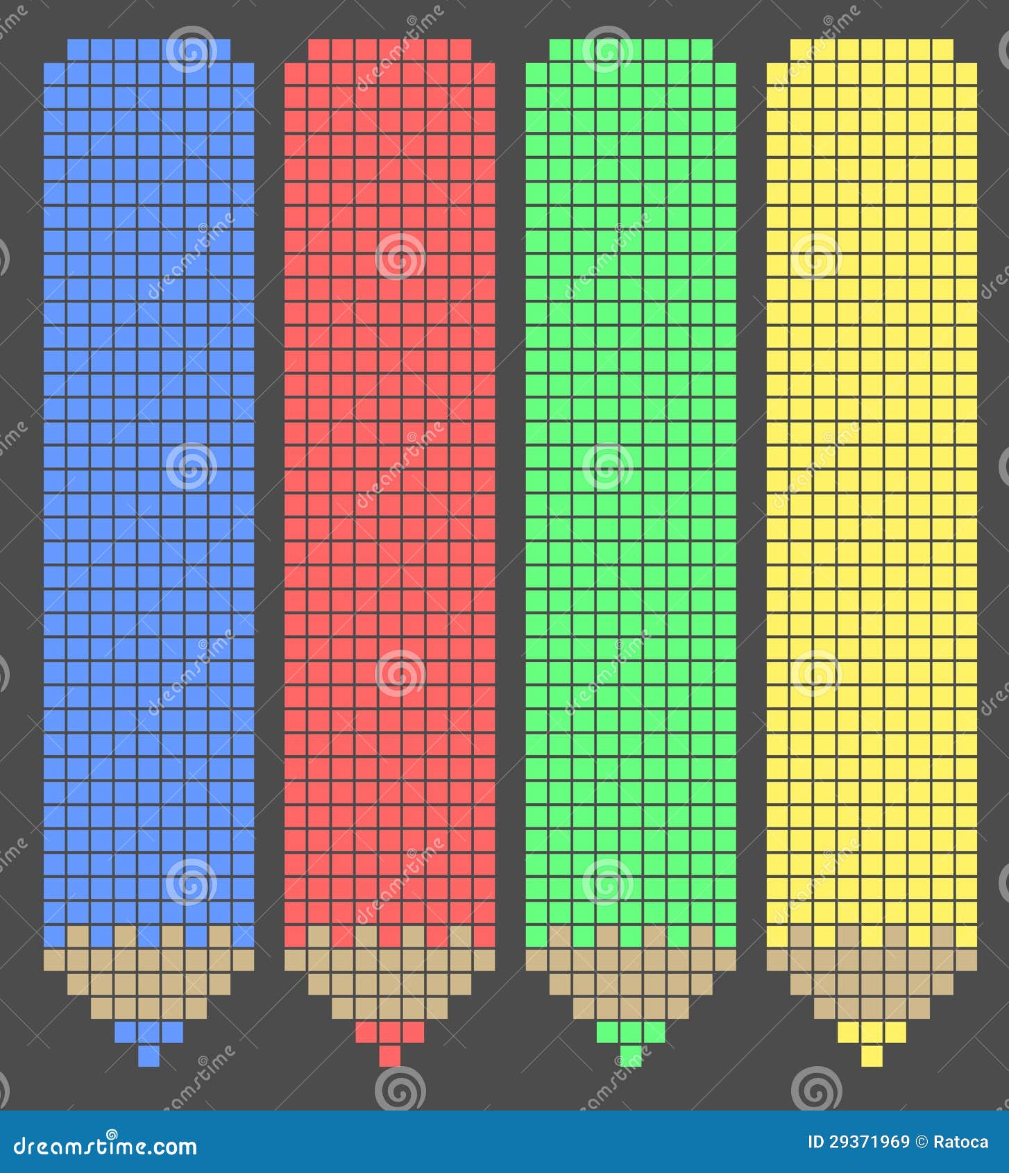 Pixel Art 8 Bit Pencil And Ruler Learning Tool Vector Illustration ...