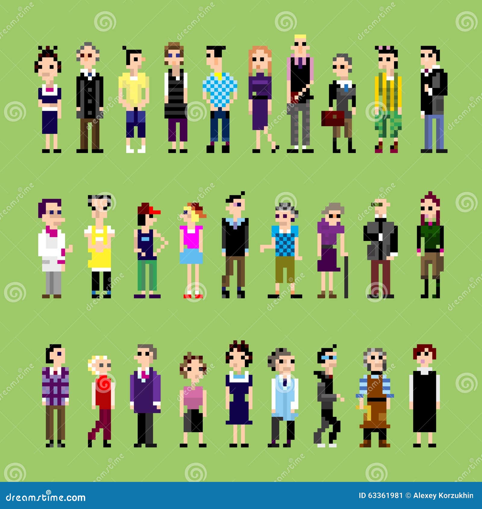 28 pixel people stock vector. Illustration of group, woman - 63361981