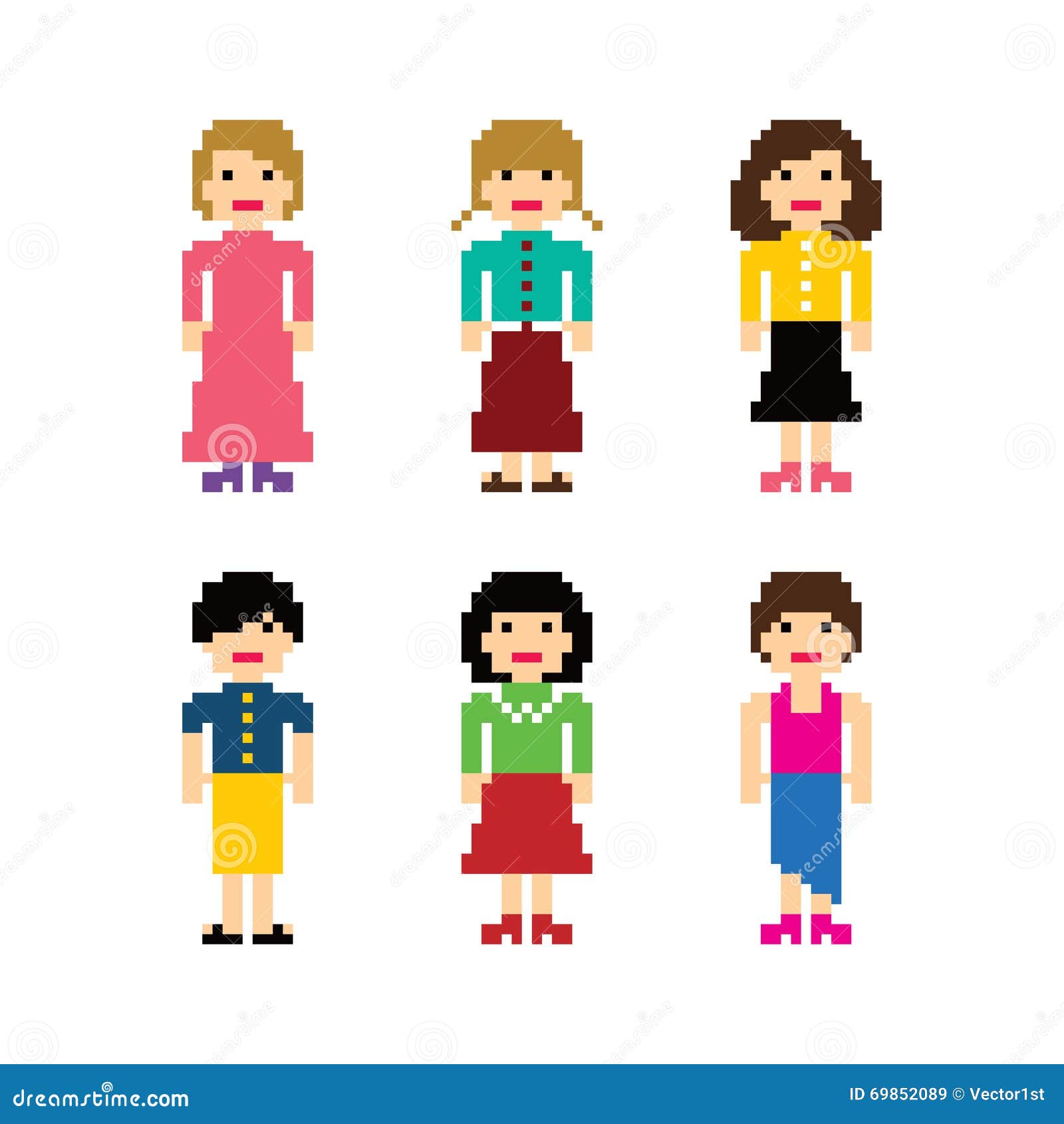 Pixel People Avatar Set Cartoon Vector | CartoonDealer.com #69852089