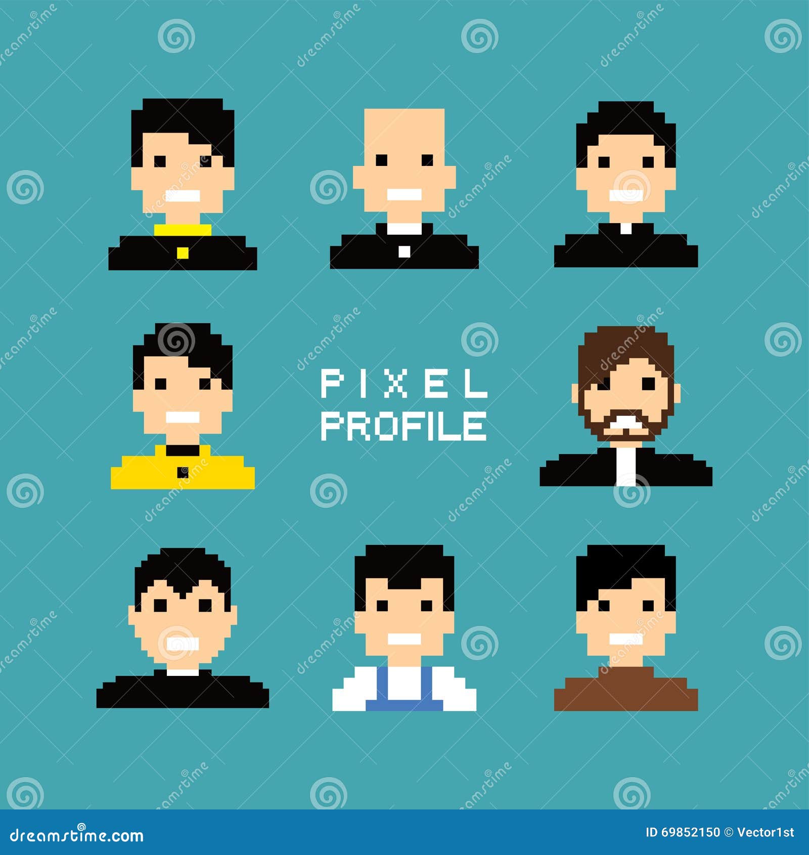 Pixel People Avatar Set Vector Illustration | CartoonDealer.com #69852150