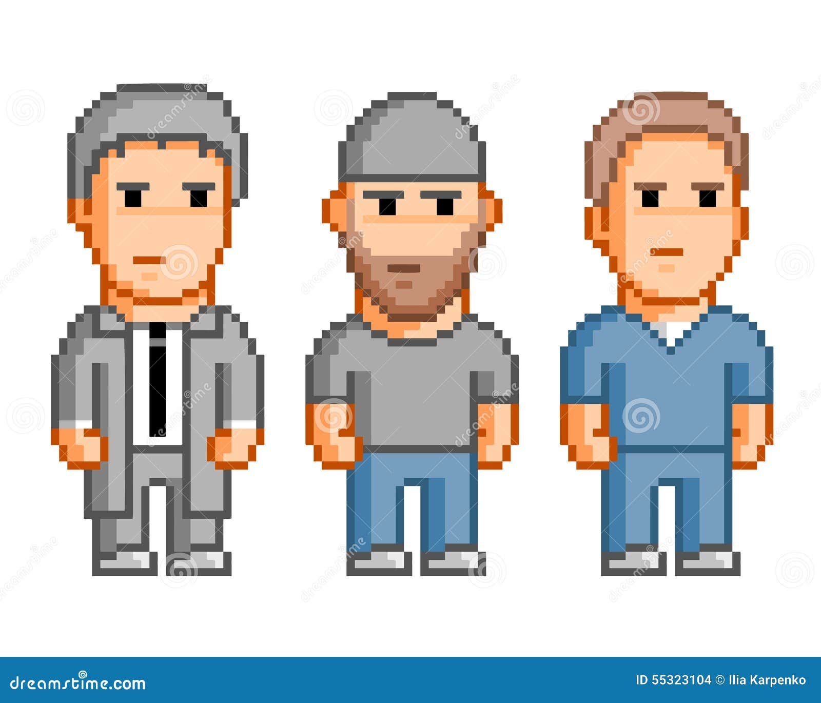 Pixel People for 8 Bit Video Game Stock Vector - Illustration of ...