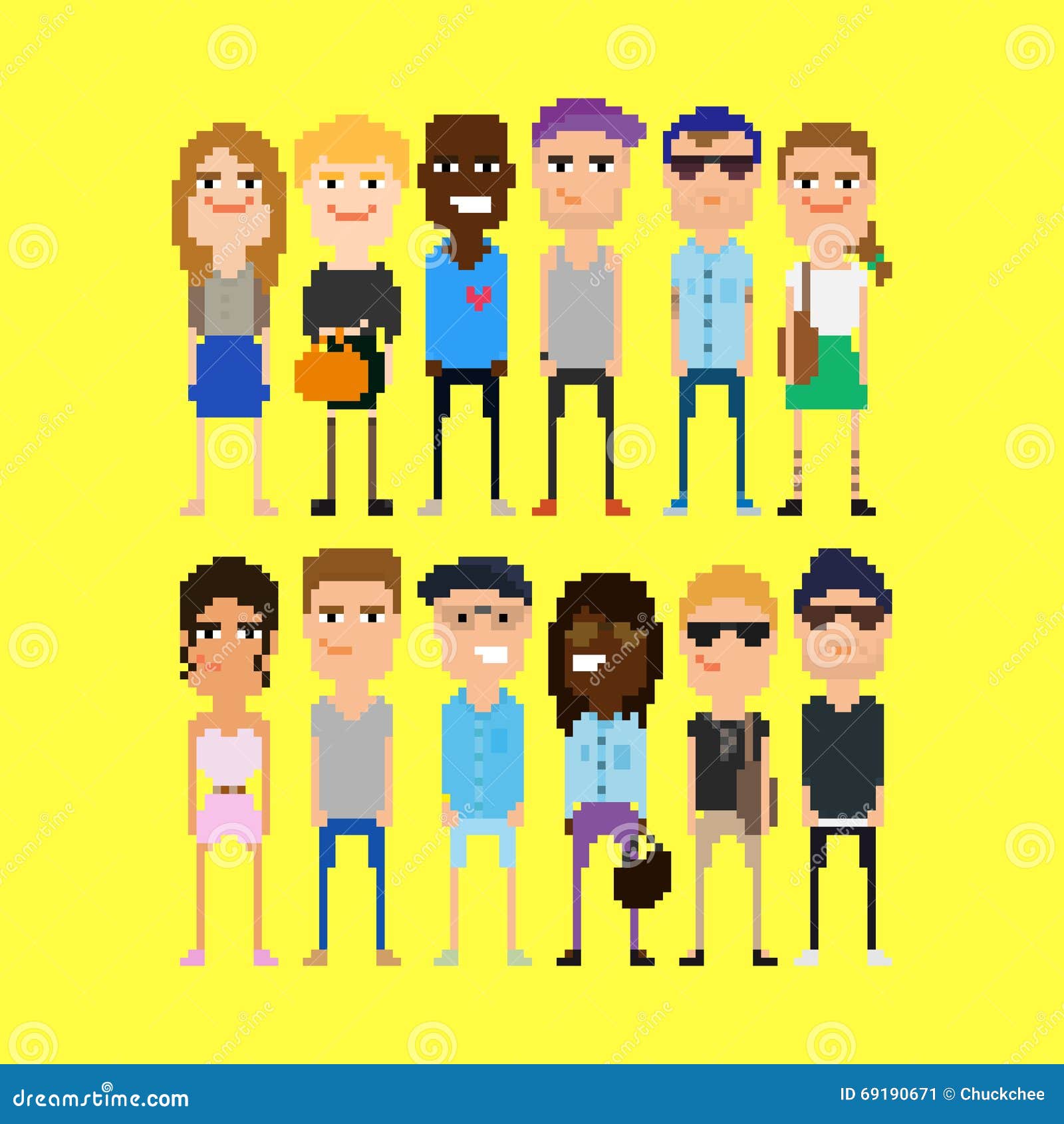 Pixel People stock vector. Illustration of family, student - 69190671