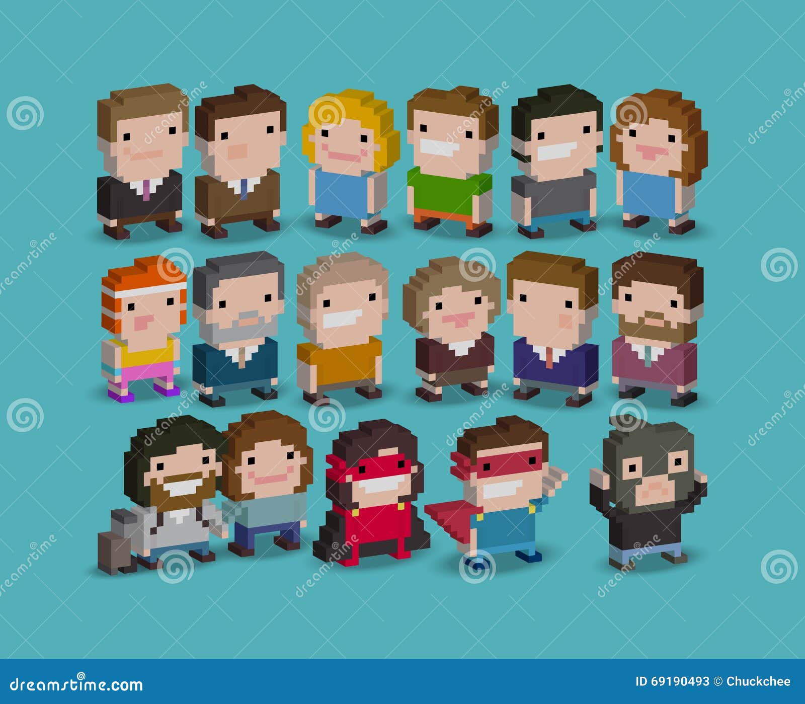 Pixel People stock vector. Illustration of person, isolated - 69190493