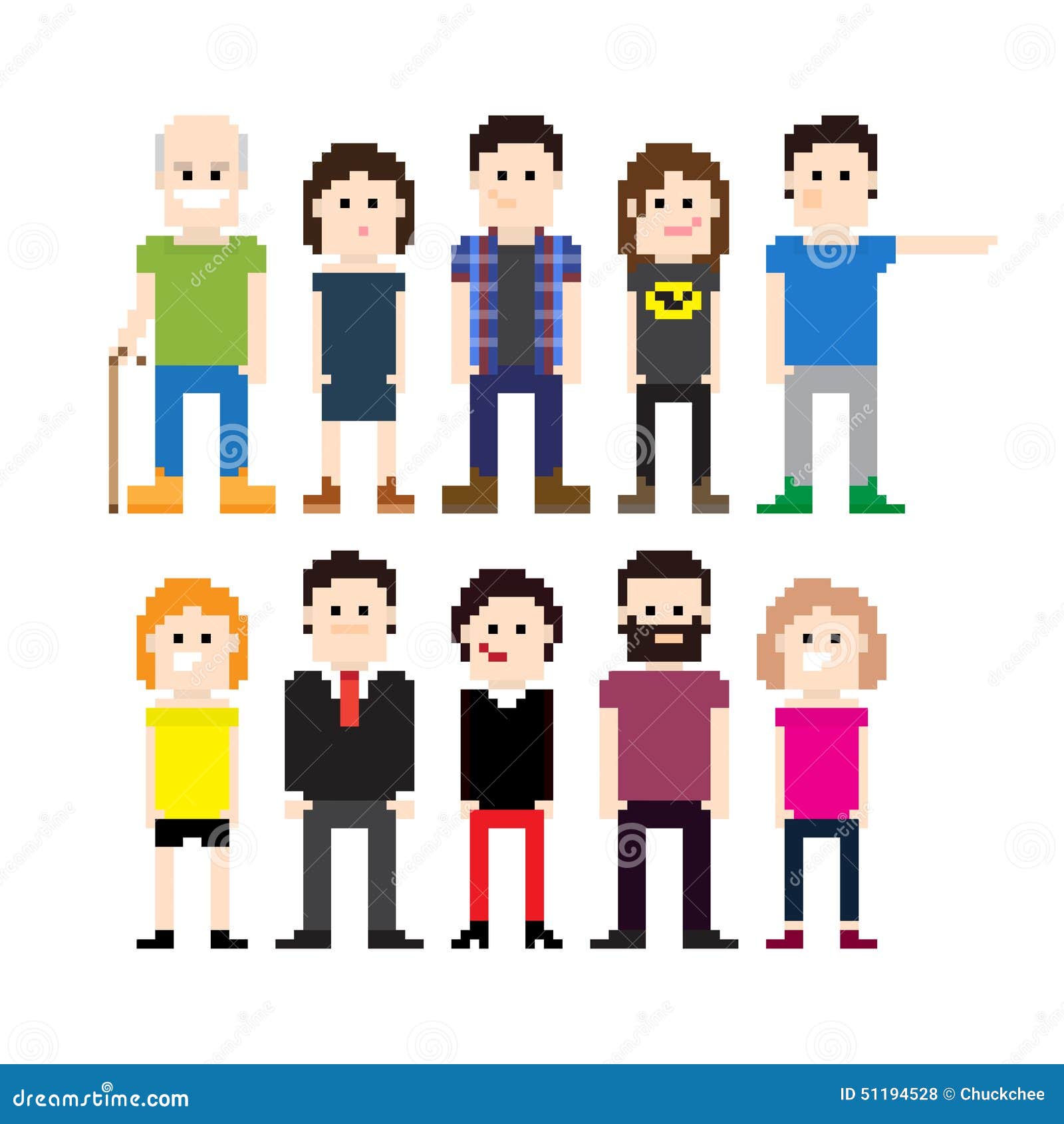 Pixel People stock vector. Illustration of hero, human - 51194528